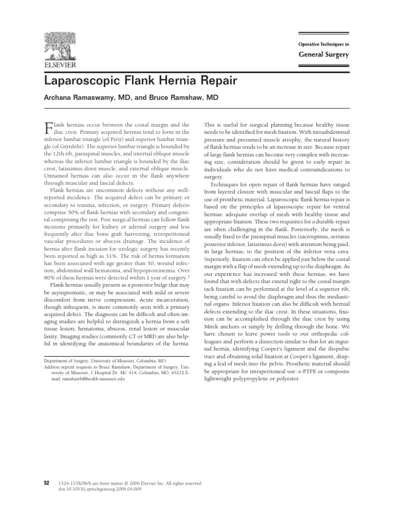 Laparoscopic Flank Hernia Repair | Medicine | Clinical Medicine
