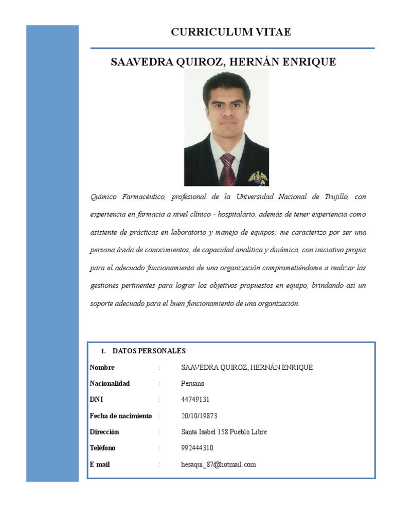 CV Hernan Saavedra | PDF | Farmacia | Farmacología