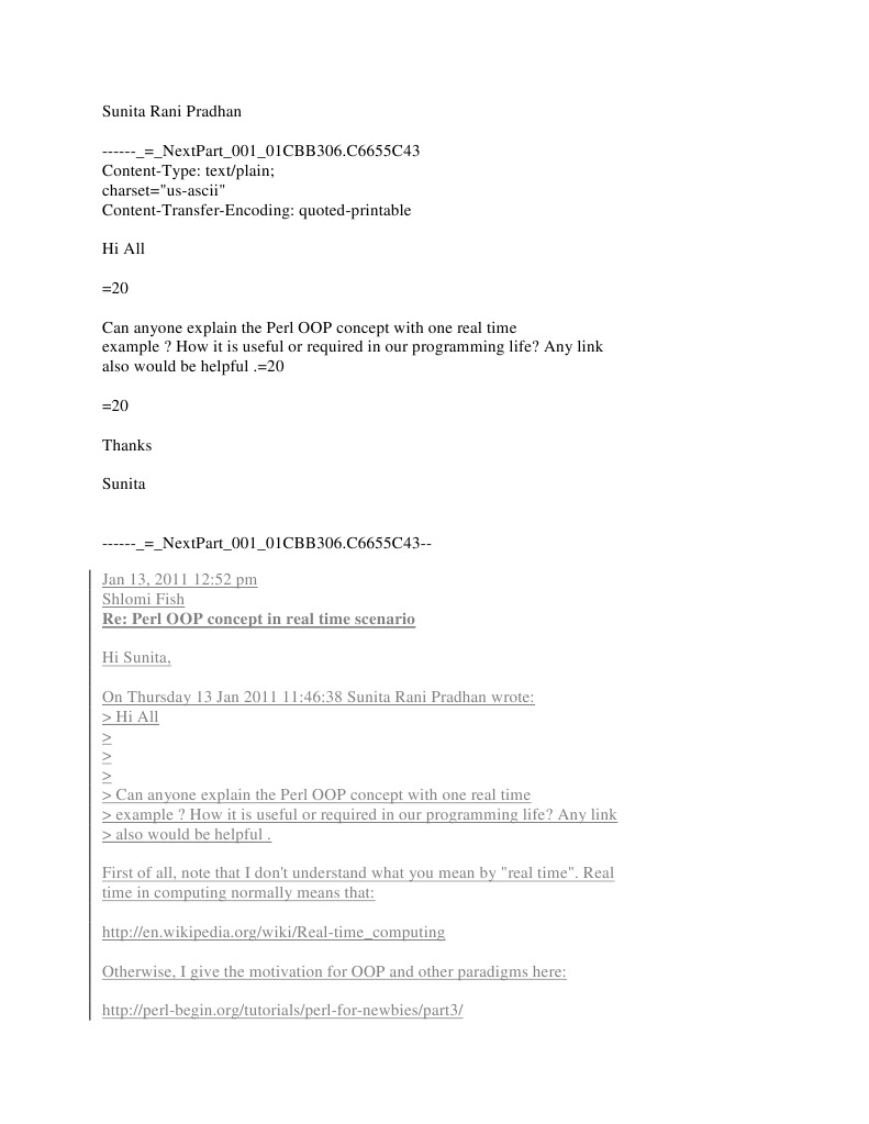 Re: Perl OOP Concept in Real Time Scenario | PDF | Perl | Object Oriented Programming