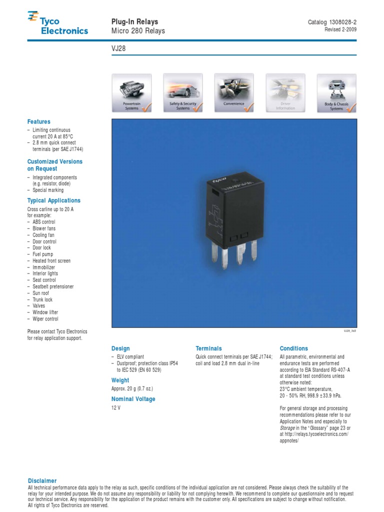 Micro 280 Relays Marca TYCO | PDF | Relay | Series And Parallel Circuits