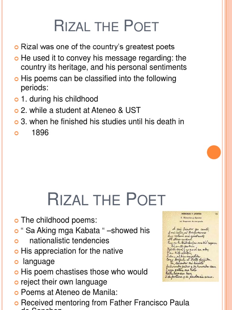 Rizal The Poet | PDF | Poets | Poetry