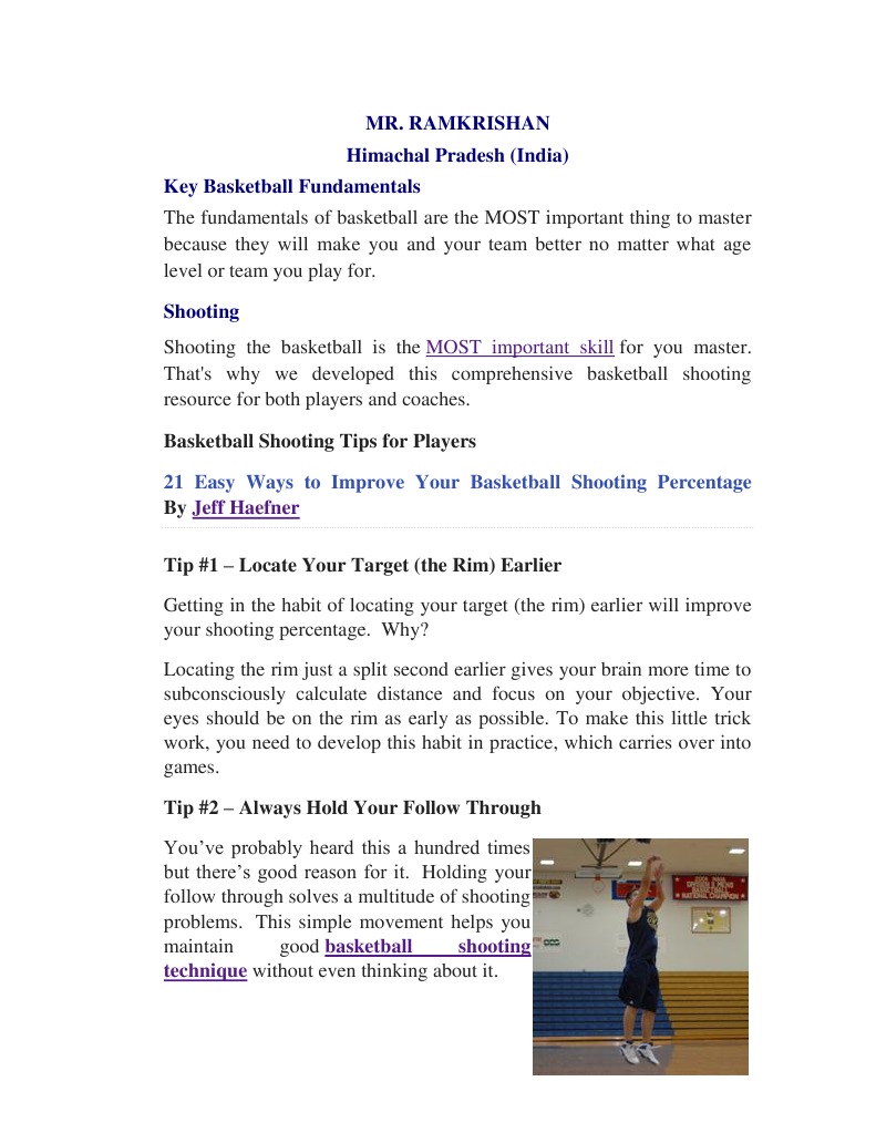 Key Basketball Fundamentals | PDF | Finger | Hand