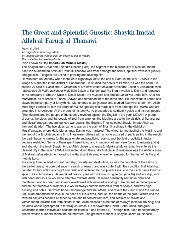 Haji Imdadullah Muhajir Makki RA | PDF | Sufism | Monotheistic Religions