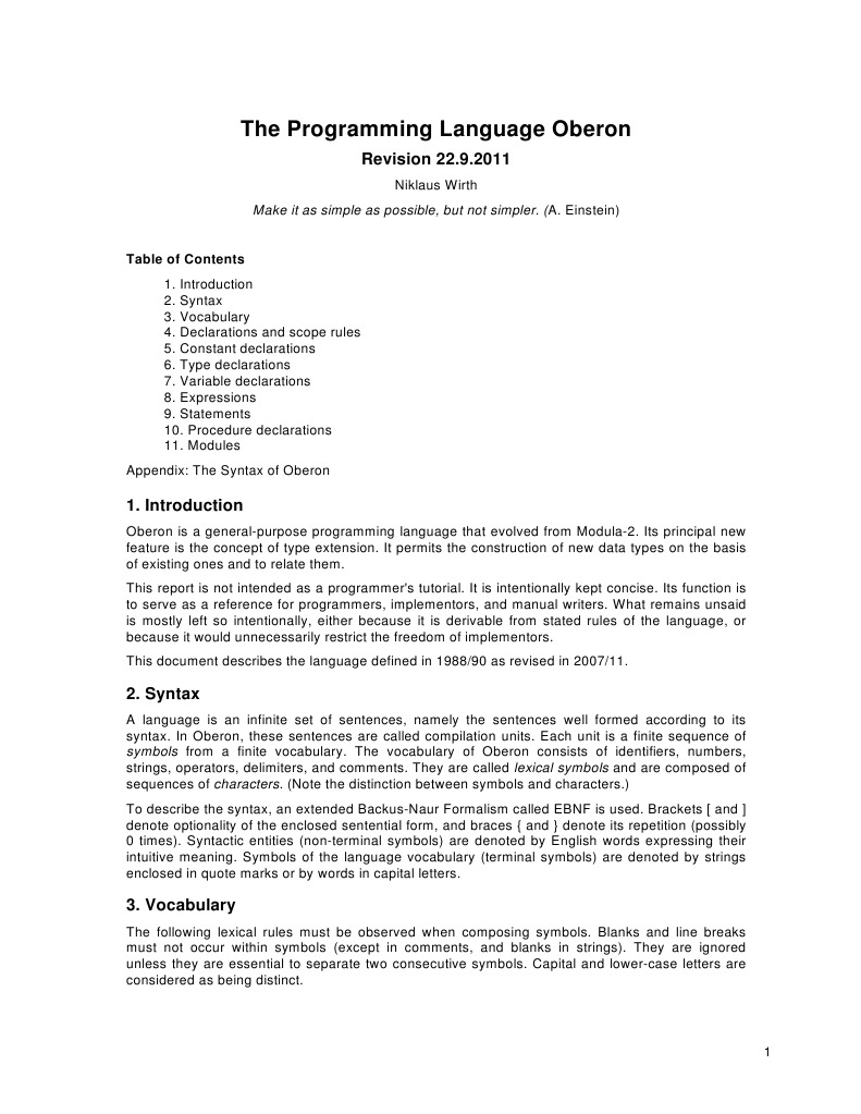 The Programming Language Oberon: Revision 22.9.2011 | PDF | Parameter (Computer Programming ...