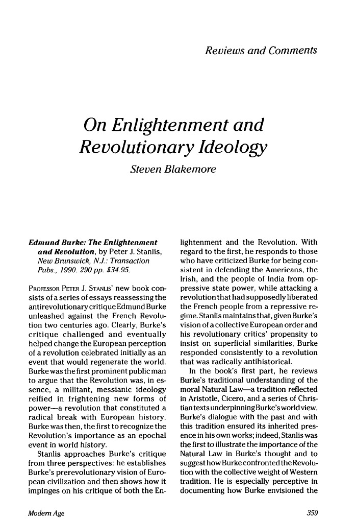 On Enlightenment and Revolutionary Ideology | PDF | Edmund Burke ...