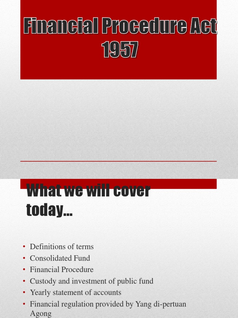 Overview of Financial Procedure Act 1957 | PDF | Loans | Expense