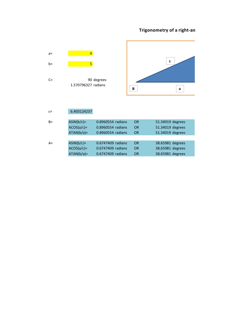 Trigonometry Calculations in Excel | PDF