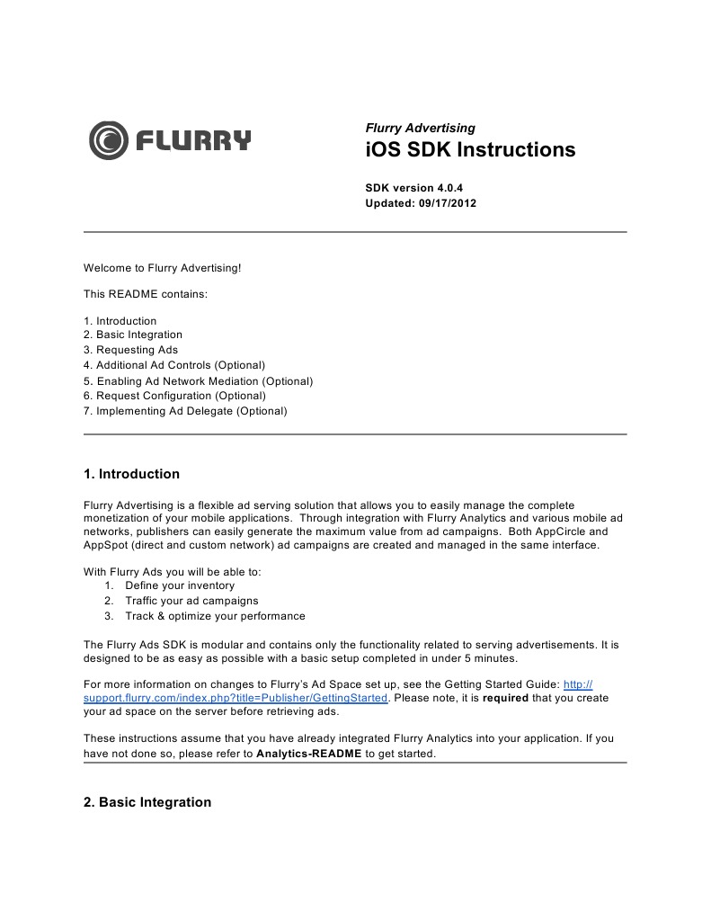 iOS SDK Instructions: Flurry Advertising | PDF | Software Development Kit | Hypertext Transfer ...