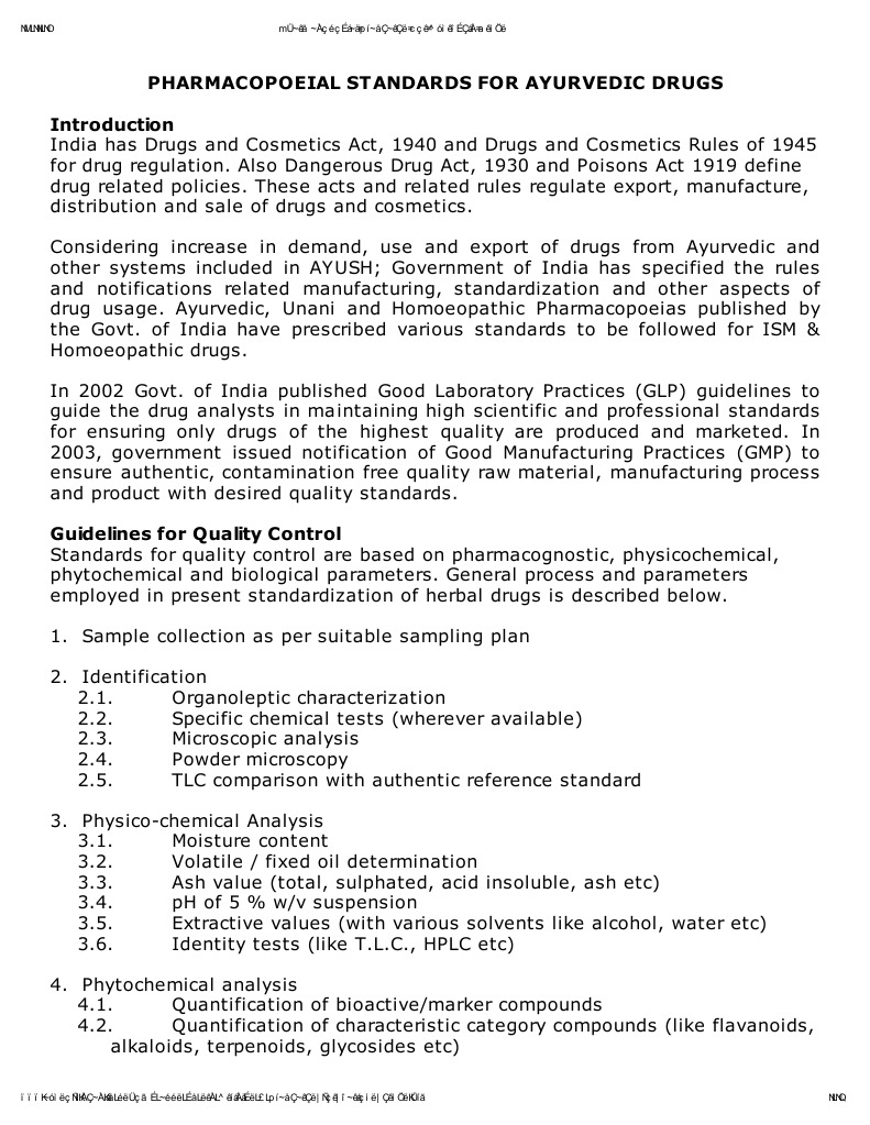 Ayurvedic Drug Quality Standards Guide | PDF | Ayurveda ...
