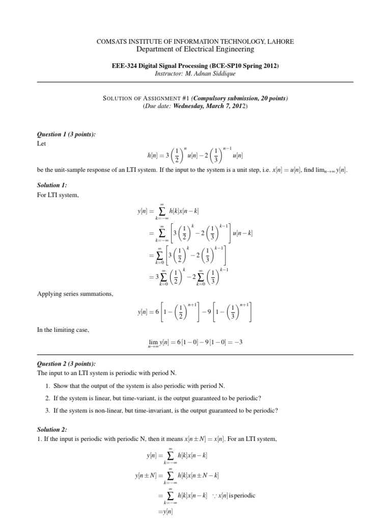 DSP Assignment 1 Solution | PDF | Algorithms | Mathematical Concepts