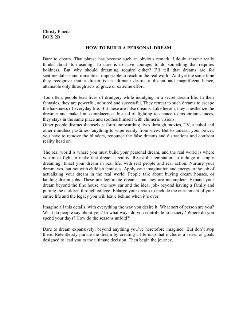 How To Build A Personal Dream | PDF | Dream