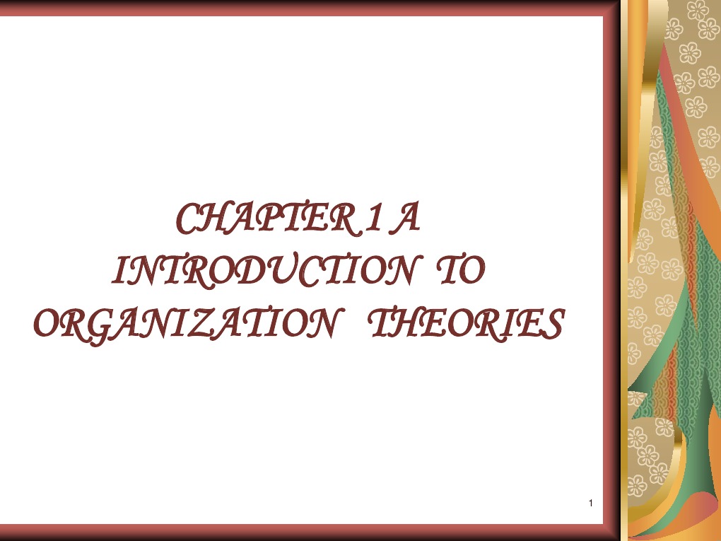 Chapter 1 A Introduction To Organization Theories | PDF ...