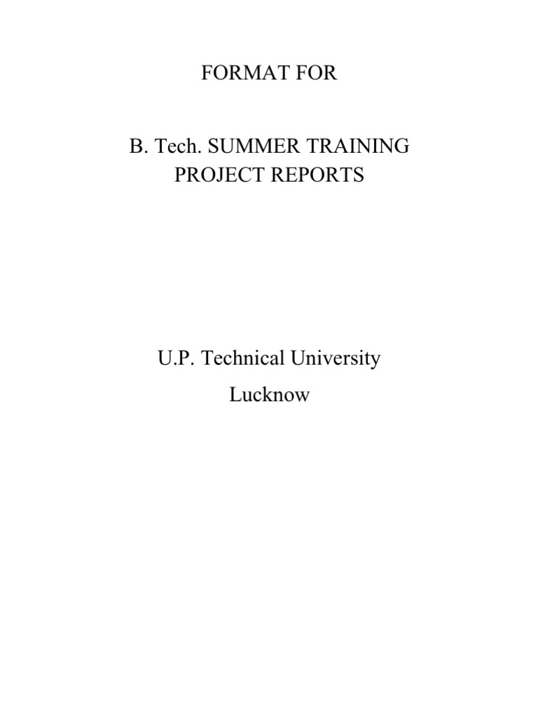 Format of Summar Training Report | PDF