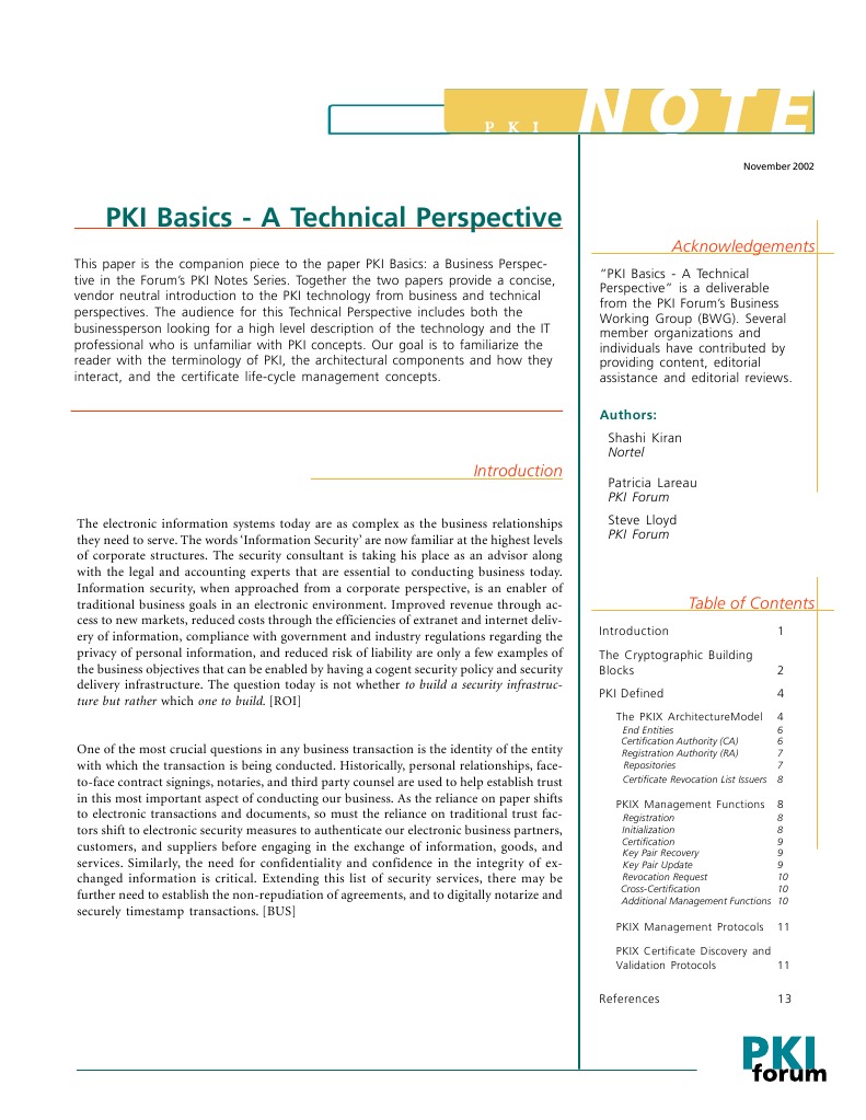 PKI Basics-A Technical Perspective | PDF | Key (Cryptography) | Public ...