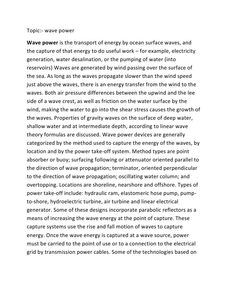 Wave Power Systems Overview | PDF | Technology & Engineering