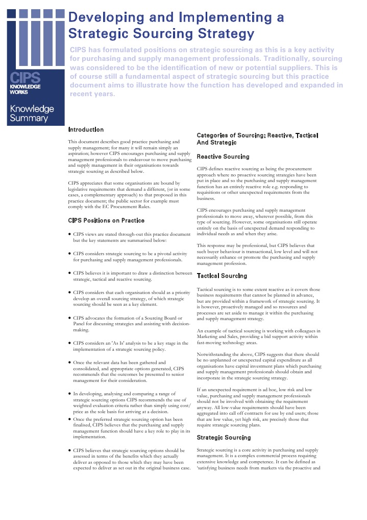 Strategic Sourcing Strategy | PDF | Procurement | Strategic Management