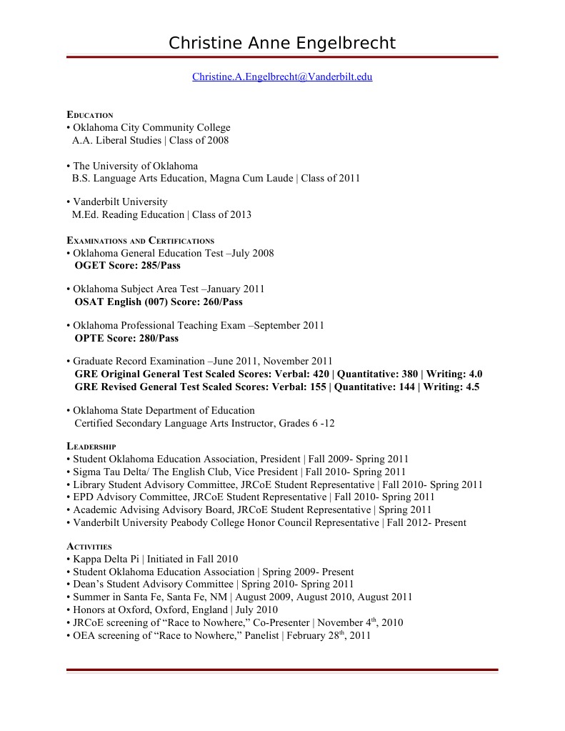 Teaching Job Resume - Scribd Version | PDF | University Of Oklahoma ...