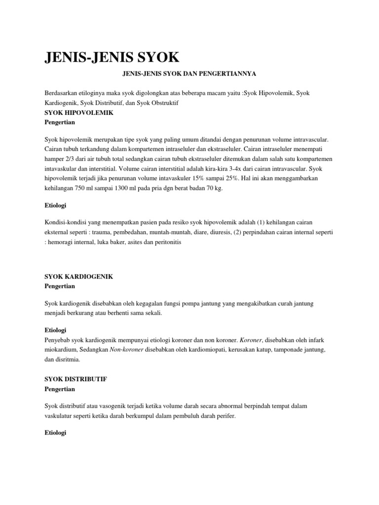 Jenis-Jenis Syok | PDF
