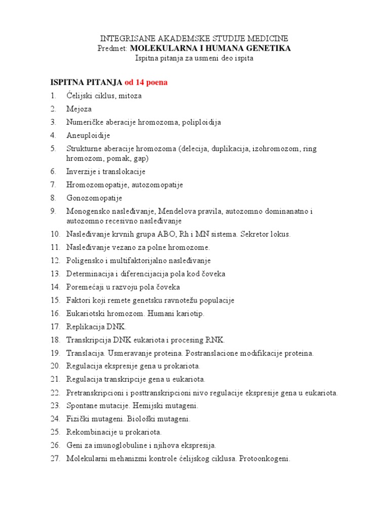 Molekularna I Humana Genetika M | PDF