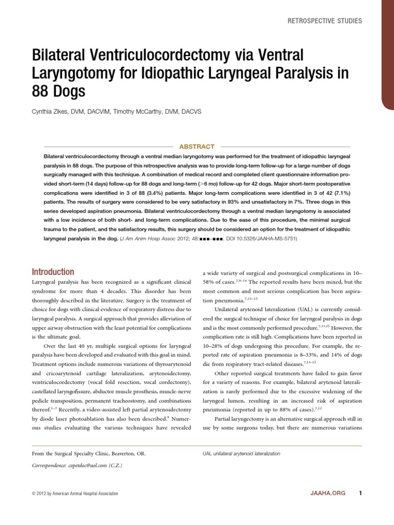 Zikes - Jaaha - 2012 - Bilateral Ventriculocordectomy Via Ventral ...