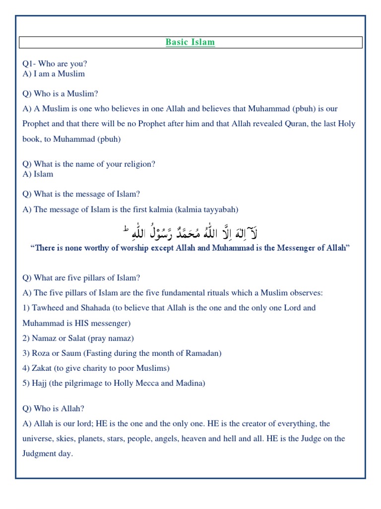 Islam For Kids Lesson 1 | PDF | Prophets And Messengers In Islam | Muhammad