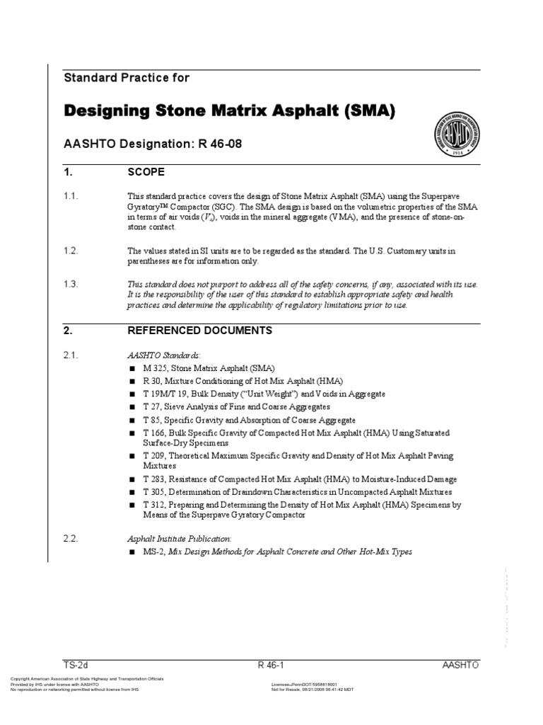 Aashto r46 - Sma | PDF | Density | Viscosity