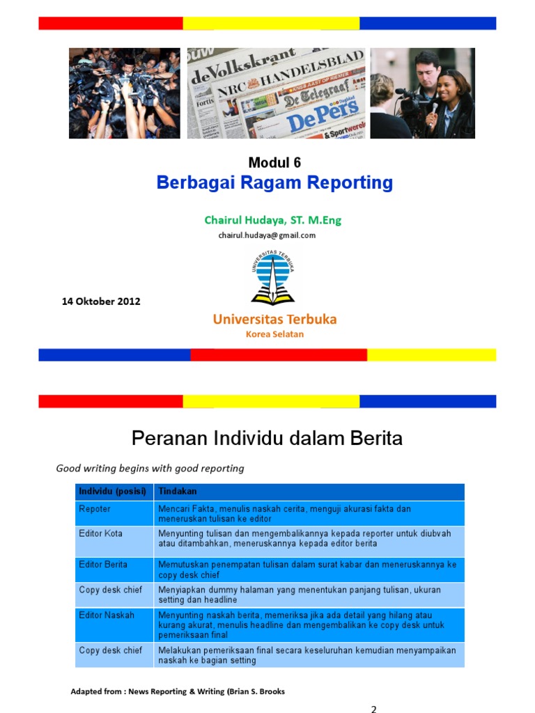Modul 6 - Teknik Mencari Dan Menulis Berita - UT Korea | PDF