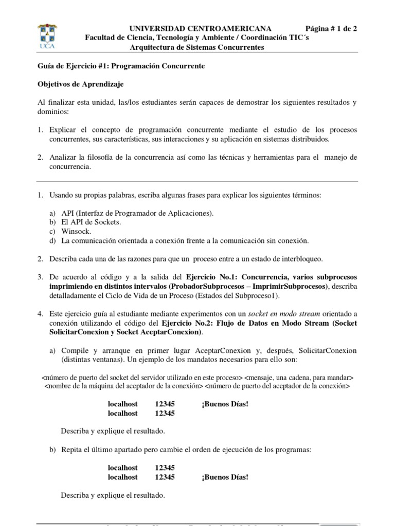 Guía de Ejercicios #1 - Unidad Unidad I y II-Programación Concurrente ... Guía de Ejercicios #1 - Unidad Unidad I y II-Programación Concurrente ...