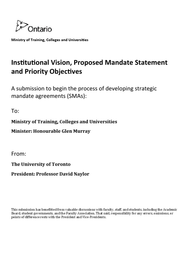 U of T Strategic Mandate Submission | PDF | Graduate School | Internship