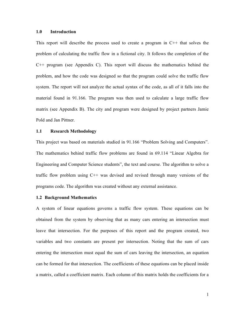 Calculating Traffic Flow Using 2d Array Computations In C Pdf Matrix Mathematics System