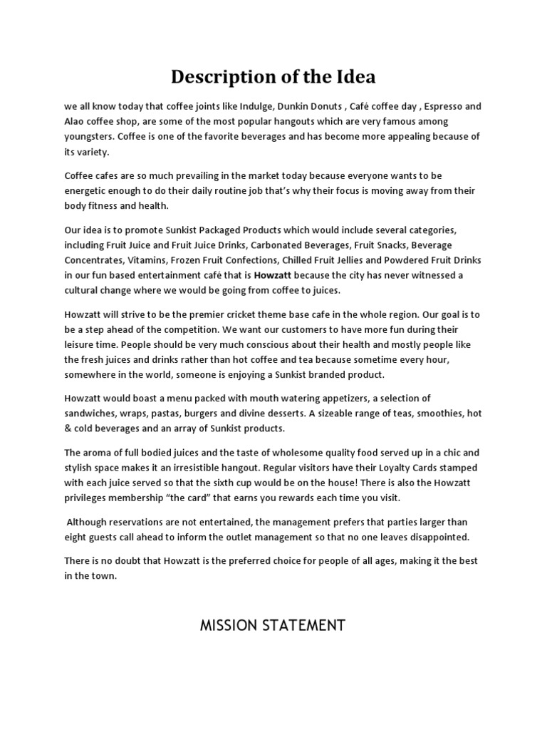 Description of The Idea | PDF | Profit (Economics) | Market (Economics)