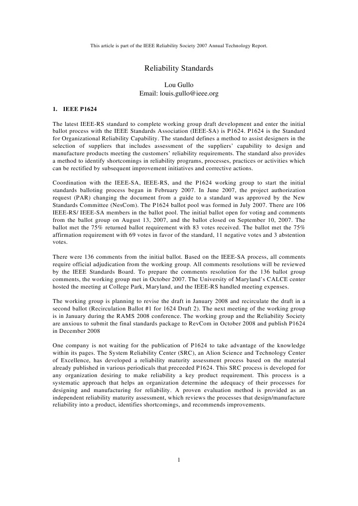 2007 Reliability Standards | PDF | Software Quality | Reliability ...