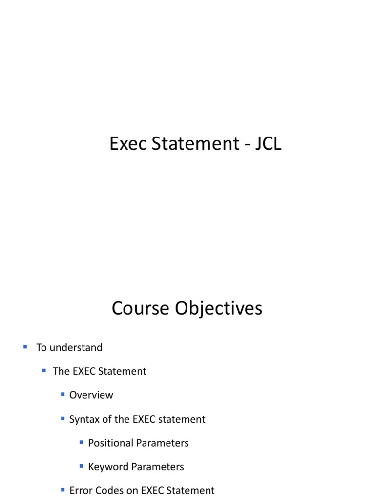 Exec Statement Jcl Mainframe Pdf Computer Programming Software Development