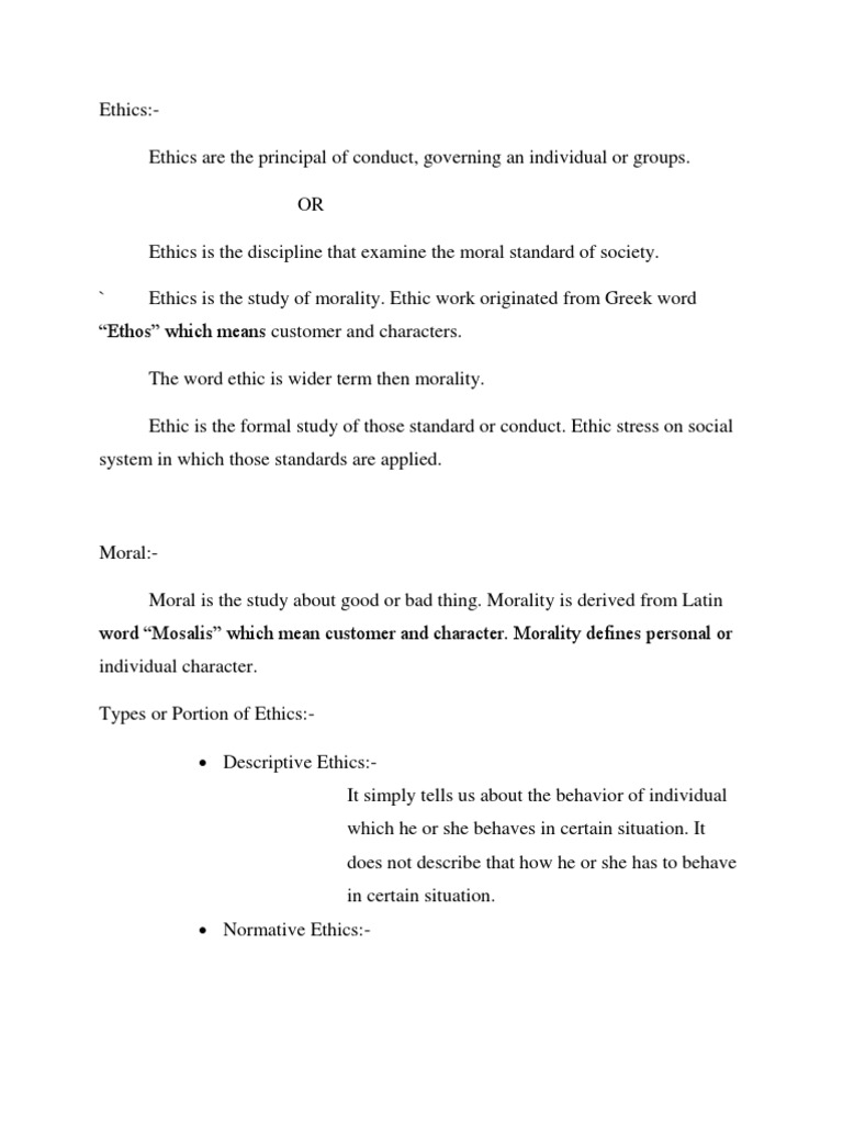 Ethics Short Notes | PDF | Morality | Reason