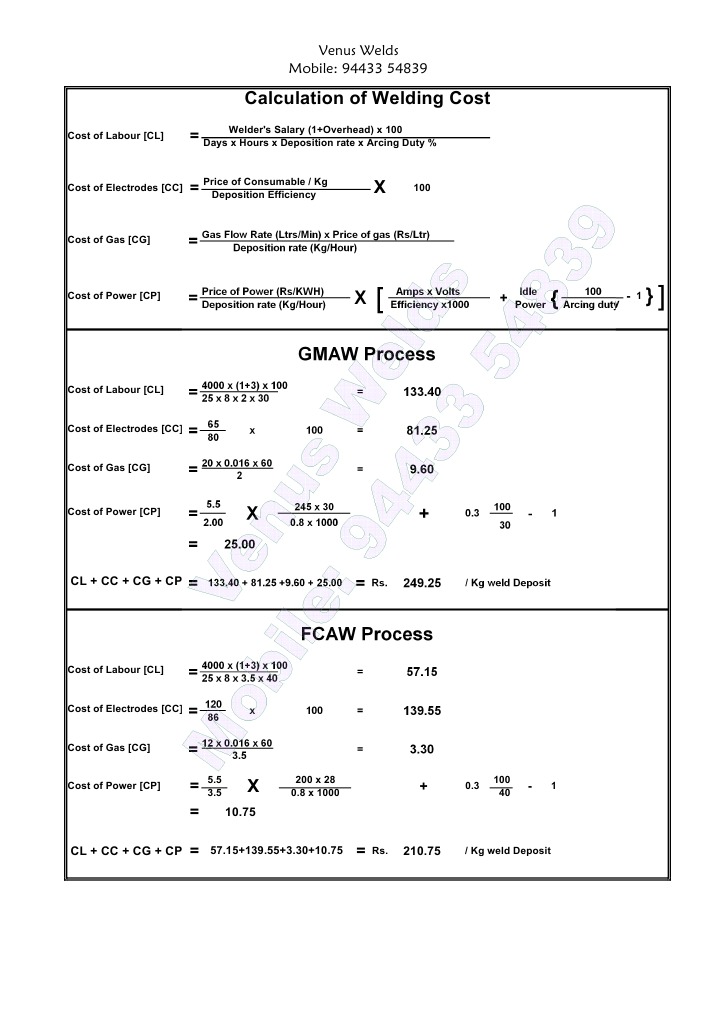 Calculation of Welding Cost | PDF