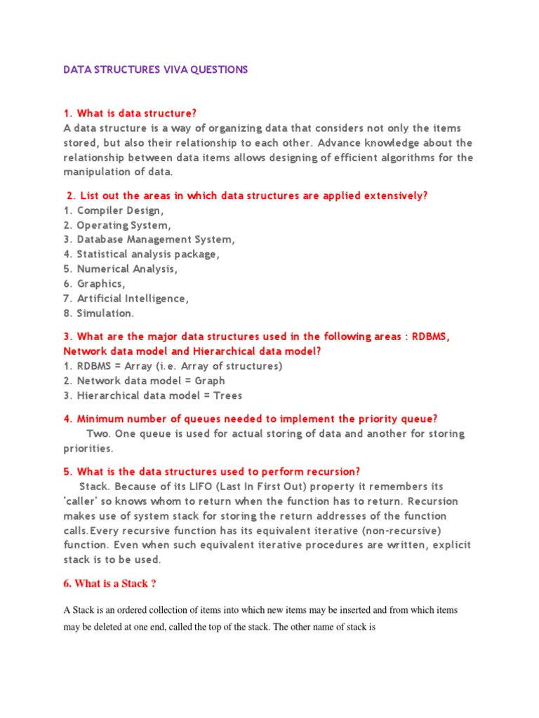 Ds Viva Questions Pointer Computer Programming Queue Abstract Data Type 