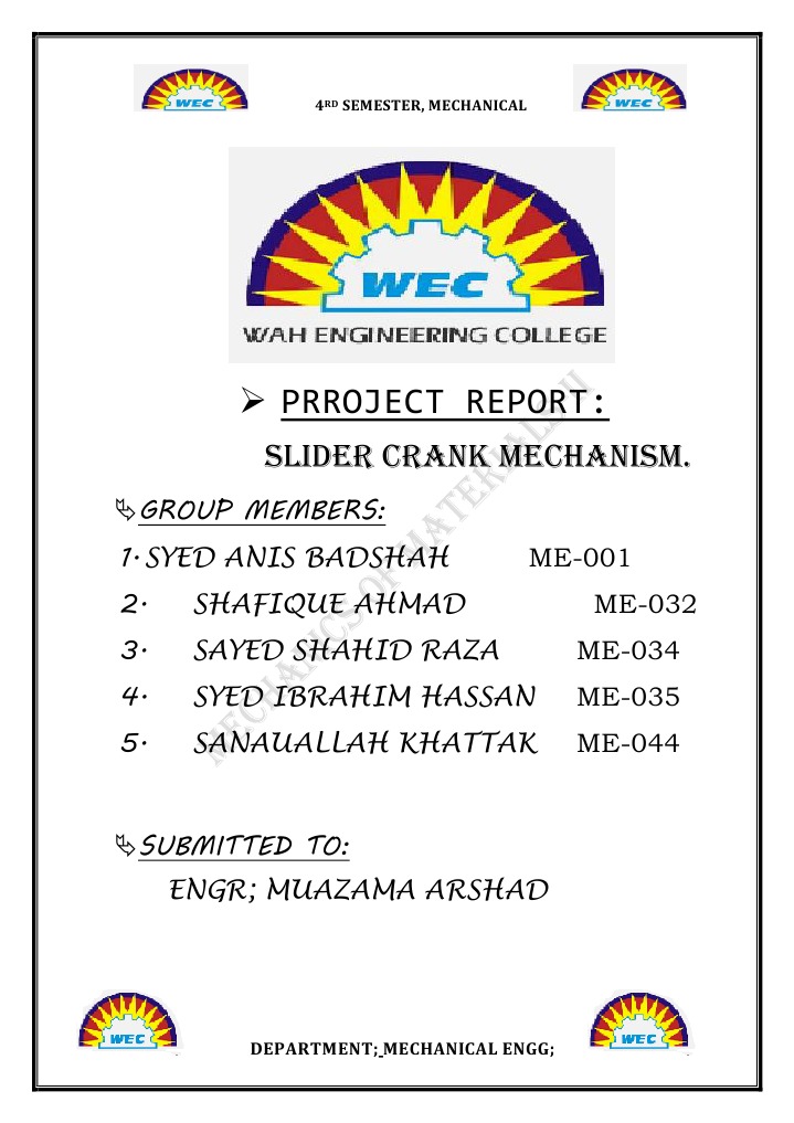 Slider Crank Mechanism Term Project Report | PDF | Internal Combustion ...