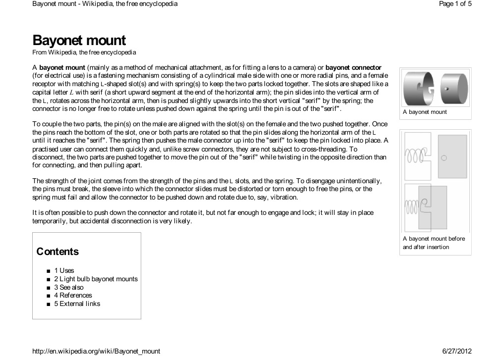 Bayonet Mount | PDF | Electrical Components | Building Engineering
