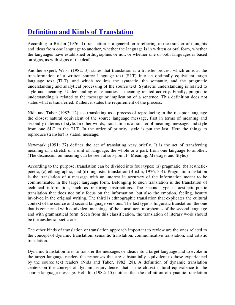 Definition and Kinds of Translation | PDF | Translations | Semantics