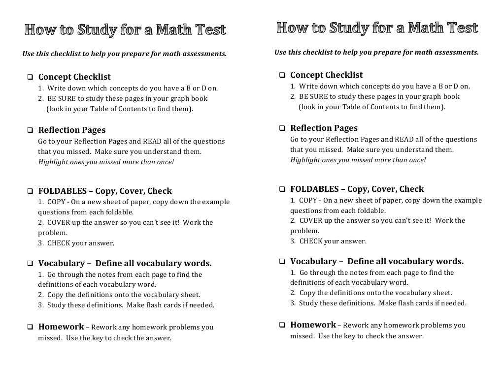 How To Study For Math Tests | PDF