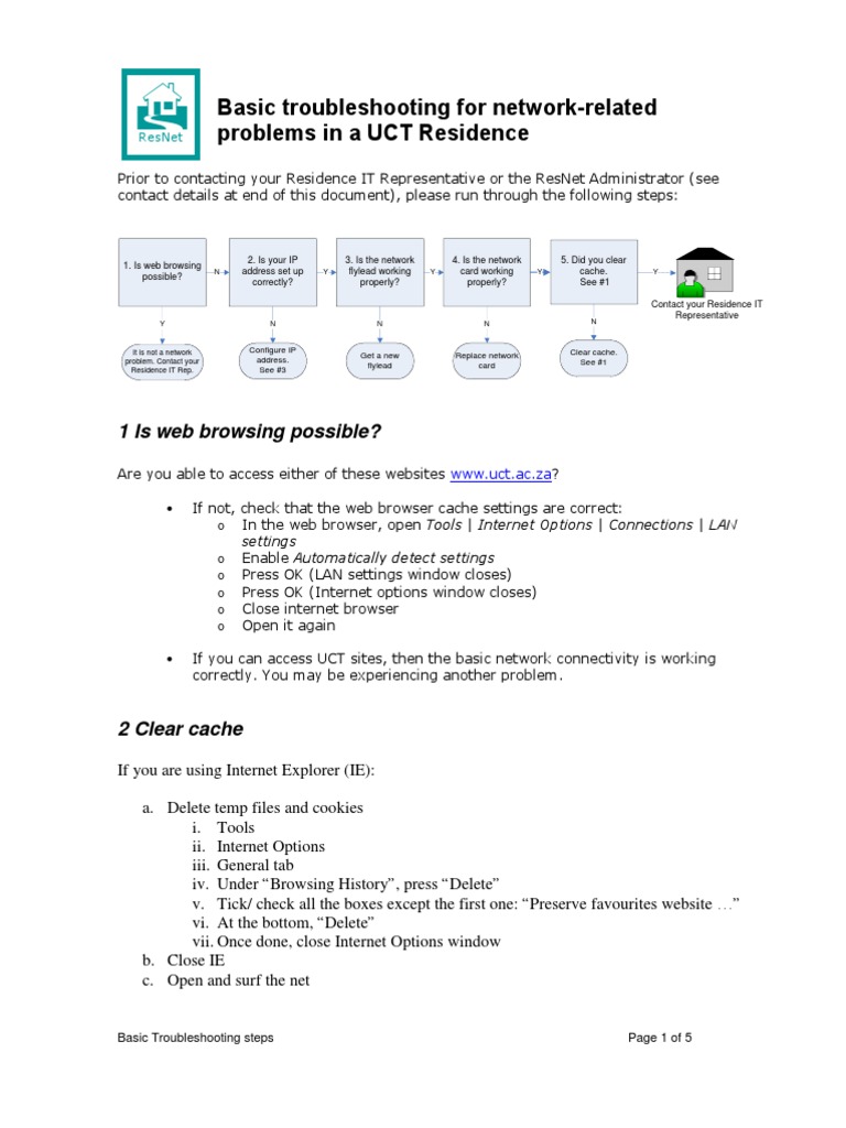 Basic Troubleshooting For Network-Related Problems in A UCT Residence | PDF