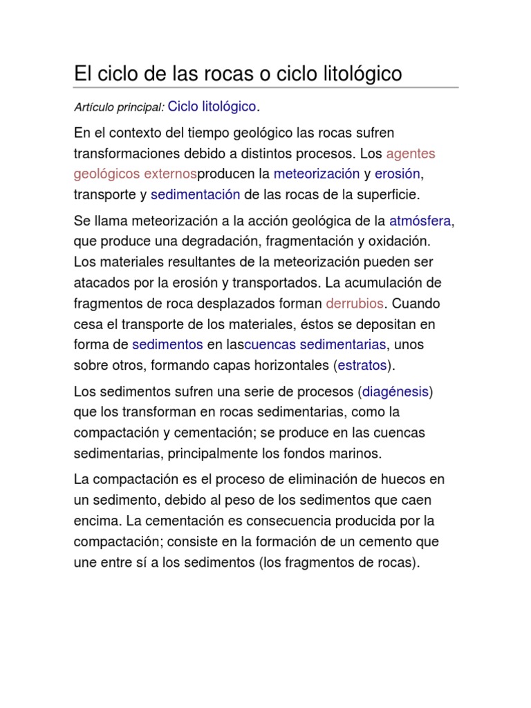 El Ciclo de Las Rocas o Ciclo Litológico | PDF | Roca (geología) | Roca ...