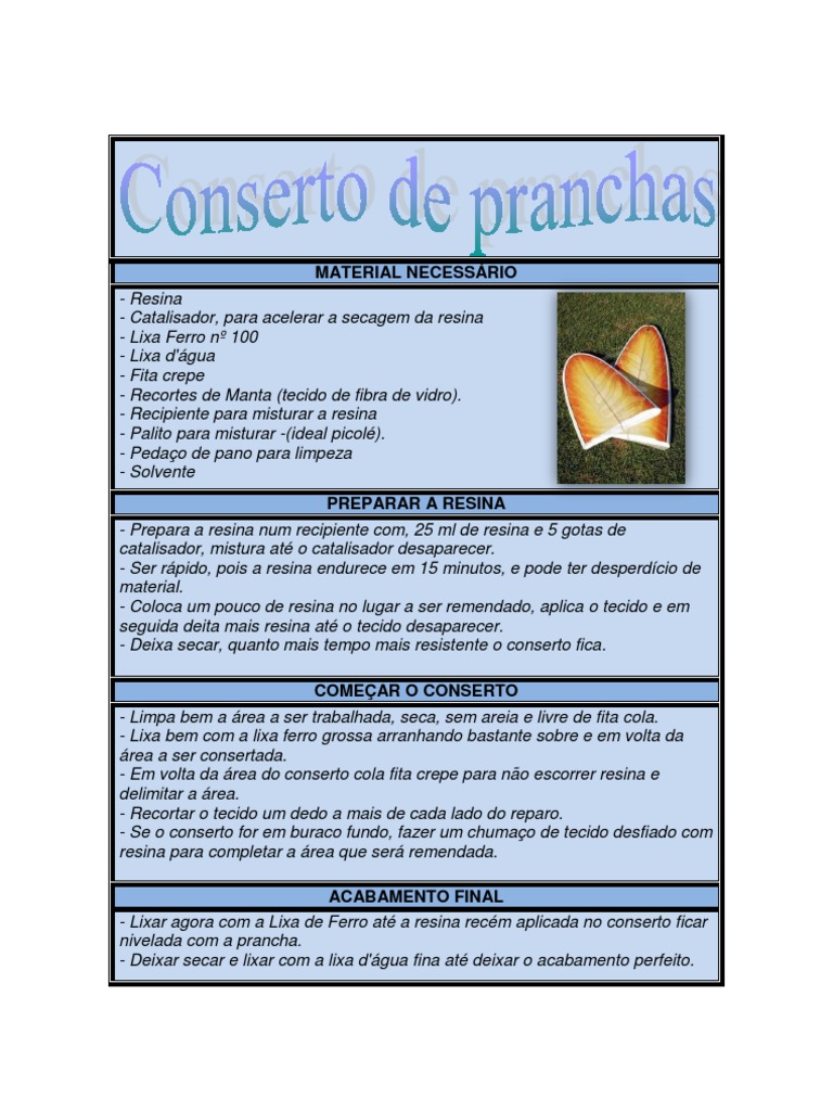 Conserto Pranchas | PDF