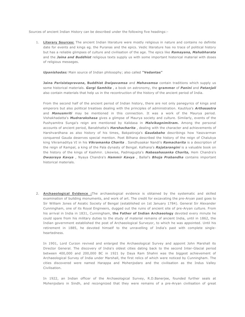 Sources of Ancient Indian History | PDF