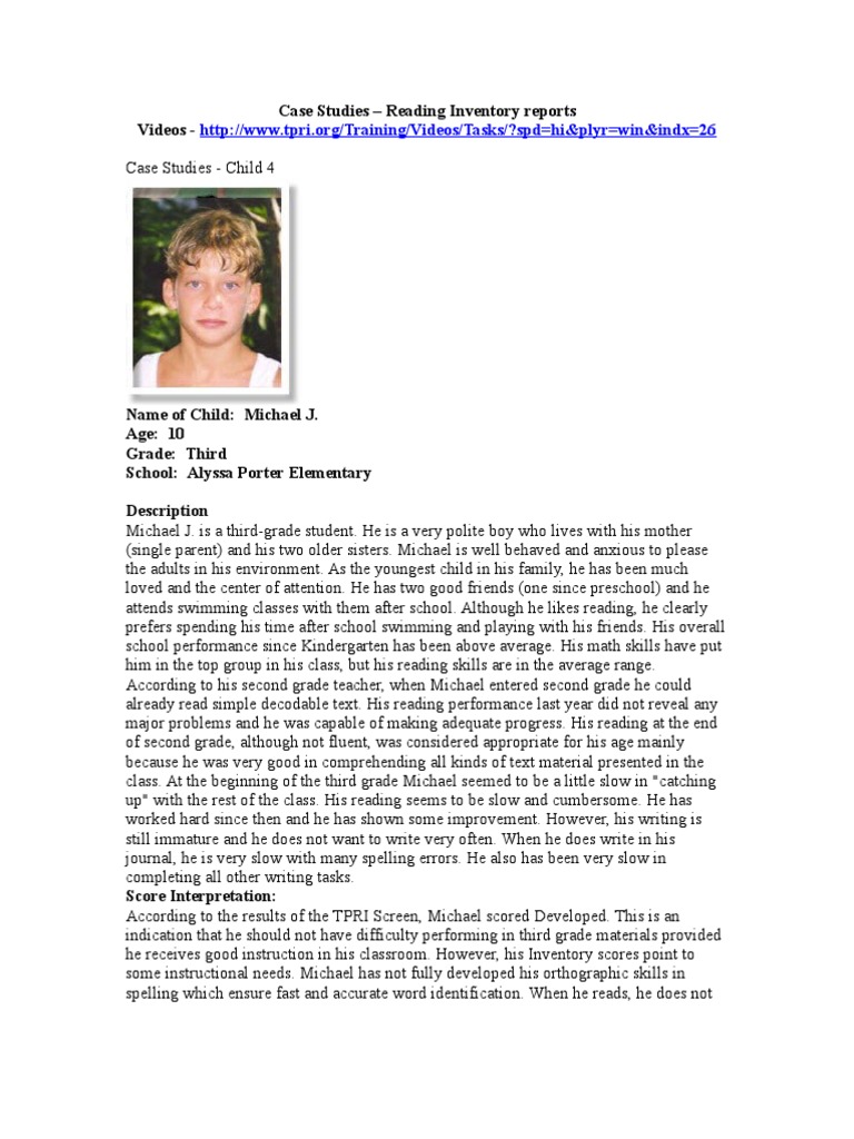 Reading Inventory Case Studies | PDF | Reading Comprehension | Phonics