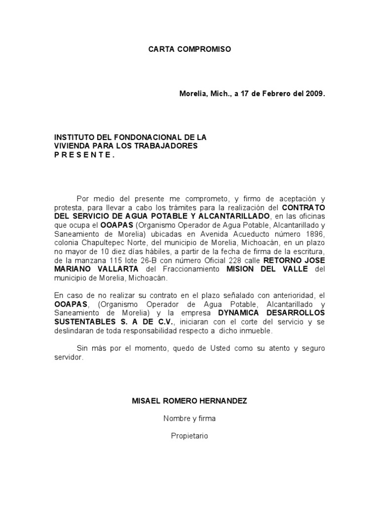Carta Compromiso | PDF