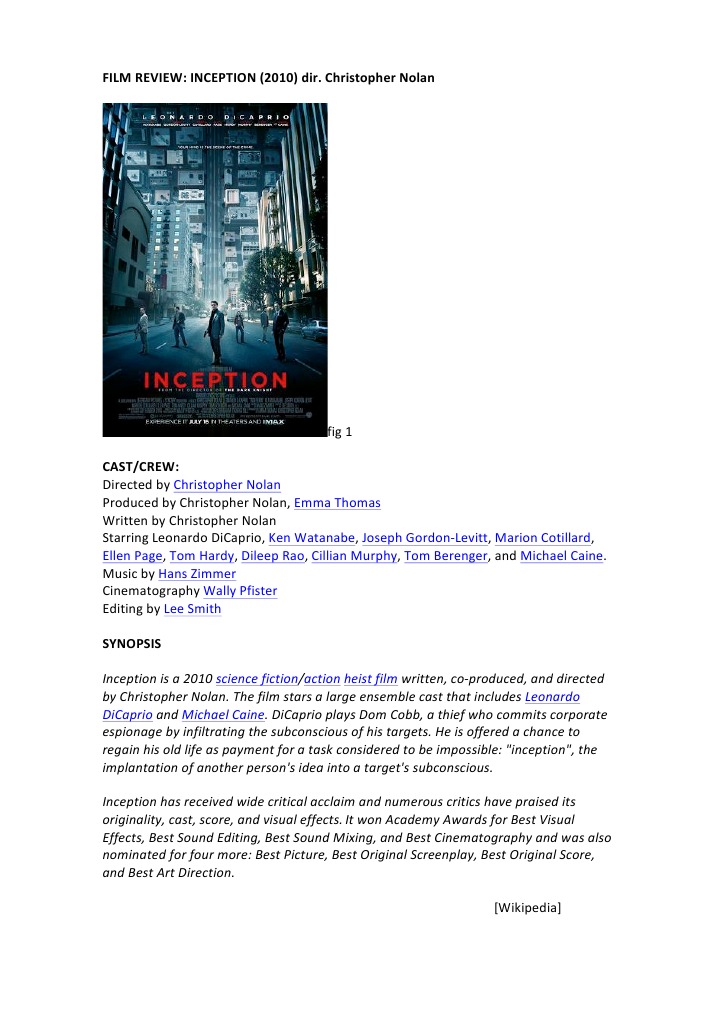 Film Review Inception | PDF | Games & Activities | Young Adult