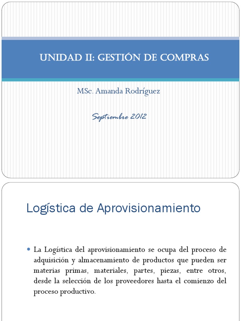 Unidad2 - Gestion de Compras | PDF | Logística | Outsourcing