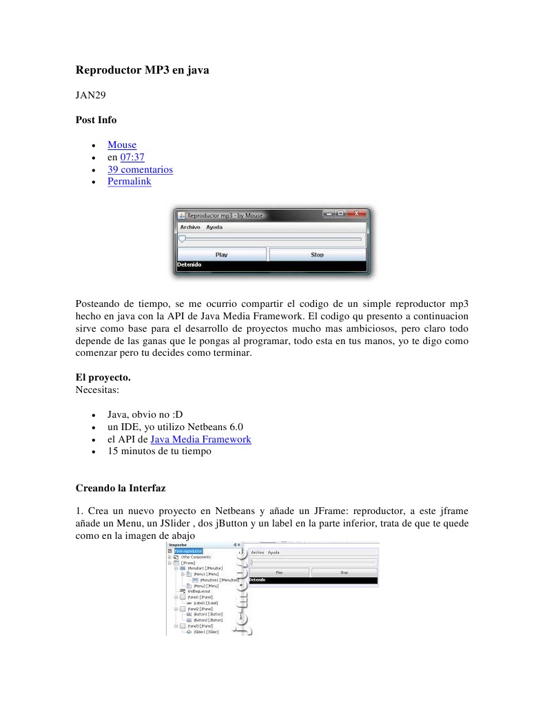 Reproductor MP3 en Java | PDF | Mp3 | Java (lenguaje de programación)