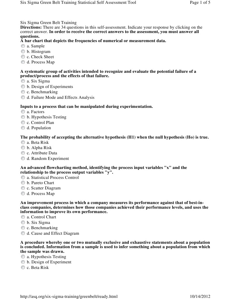 Pratice Test ASQ | PDF | Statistics | Standard Deviation